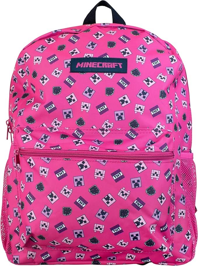 Minecraft Kids Backpack 4 Piece Set, Pink | GIGATE KSA